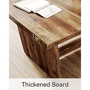 1Easylife 70.87 Inches Long Executive Desk, Brown Wooden Office Computer Desk, Industrial Simple Desk Study Writing Table, Large Workstation Business Furniture for Home Office