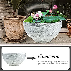 Happyyami Water Lily Water Planter Large Hydroponic Planter Garden Plant Bowl Flower Planting Container Home Garden Decoration Accessories Beige