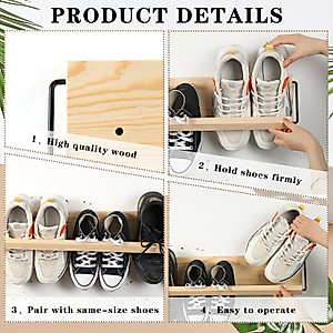 Mifoci 2 Pcs Wall Mounted Shoe Rack Wooden Shoe Rack Organizer Wall Shoe Holder Modern Compact Wood Rv Shoe Storage for Sneaker Footwear Slipper Boots Entryway Narrow Spaces Hallway(28.35'' Long)