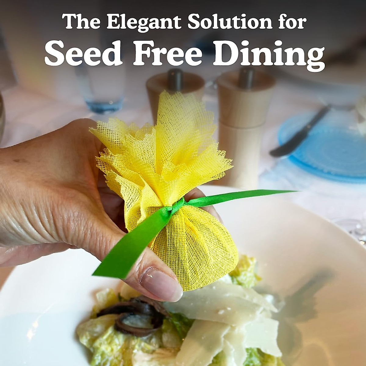 Regency Wraps Lemon Cover With Ribbon For Seed Free Squeezing of Lemon Halves or Wedges, Ribbon Wrap, Yellow (100 Count)