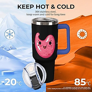 Cute Stomach 40oz Water Bottle Double Wall Insulated Tumbler with Handle Leakproof Travel Mug Deep Blue-style