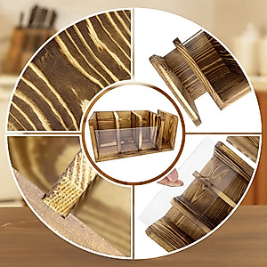 Oboase Wooden Utensil Holder, Utensil Caddy with Napkin Holder, Large Utensil Holder, Silverware Caddy, Kitchen Utensil Holder Organizer for Countertop,Outdoor, Party and Cooking Tools Storage