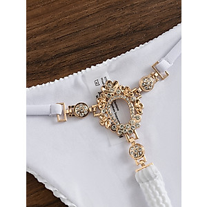 GORGLITTER Women's 2 Piece Sexy Thong Bikini Set String Cheeky Swimsuit Textured Halter Triangle Bathing Suits White Small