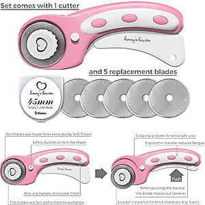 Rotary Cutter Set pink - Quilting Kit incl. 45mm Fabric Cutter, 5 Replacement Blades, A3 Cutting Mat, Acrylic Ruler and Craft Clips - Ideal for Crafting, Sewing, Patchworking, Crochet & Knitting x