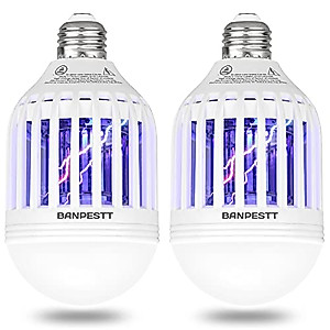 [2-Pack] BANPESTT Bug Zapper Light Bulb - 2 in 1 Indoor Mosquito Zapper Gnat Trap- Electric Fly Insect Killer&Bug Catcher for Home Backyard Patio