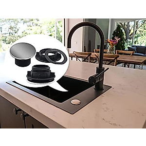 Kitchen Sink Hole Cover Black, Brushed Nickel Sink Caps for Top Holes Blanking Plug Stopper Basin Cover, Metal Stainless Steel Faucet/Countertop/Dispenser Hole Cover/Plug (3 Pack, 1.2 to 1.6 Inch)