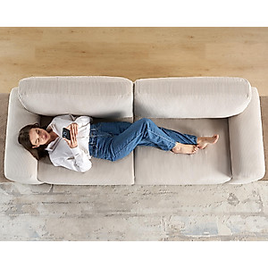 AMERLIFE Sofa, 89 inch Oversized Couch with Thick Armrest, Comfy Sofa Couch for Living Room-3 Seater Sofa in White Corduroy