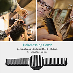 6 Pieces Carbon Fiber Hair Combs Set, General Styling Grooming Comb, Anti Static Heat Resistant Hairdressing Comb, Fine and Wide Tooth Hair Barber Comb, Rat Tail Comb