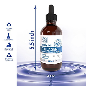 Dead Sea Collection Body Oil Collagen - Anti-Aging, Skin Elasticity, Vitamin E Moisturizing Oil for Dry Skin & Face -Revitalizing & Nourishing 4 Fl. Oz