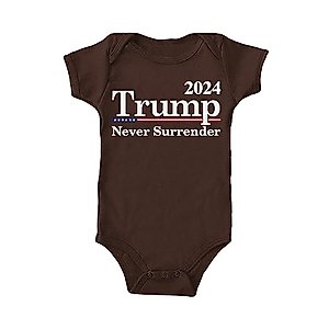 Trump 2024 Never Surrender - Mugshot Bodysuit (Brown, Newborn)