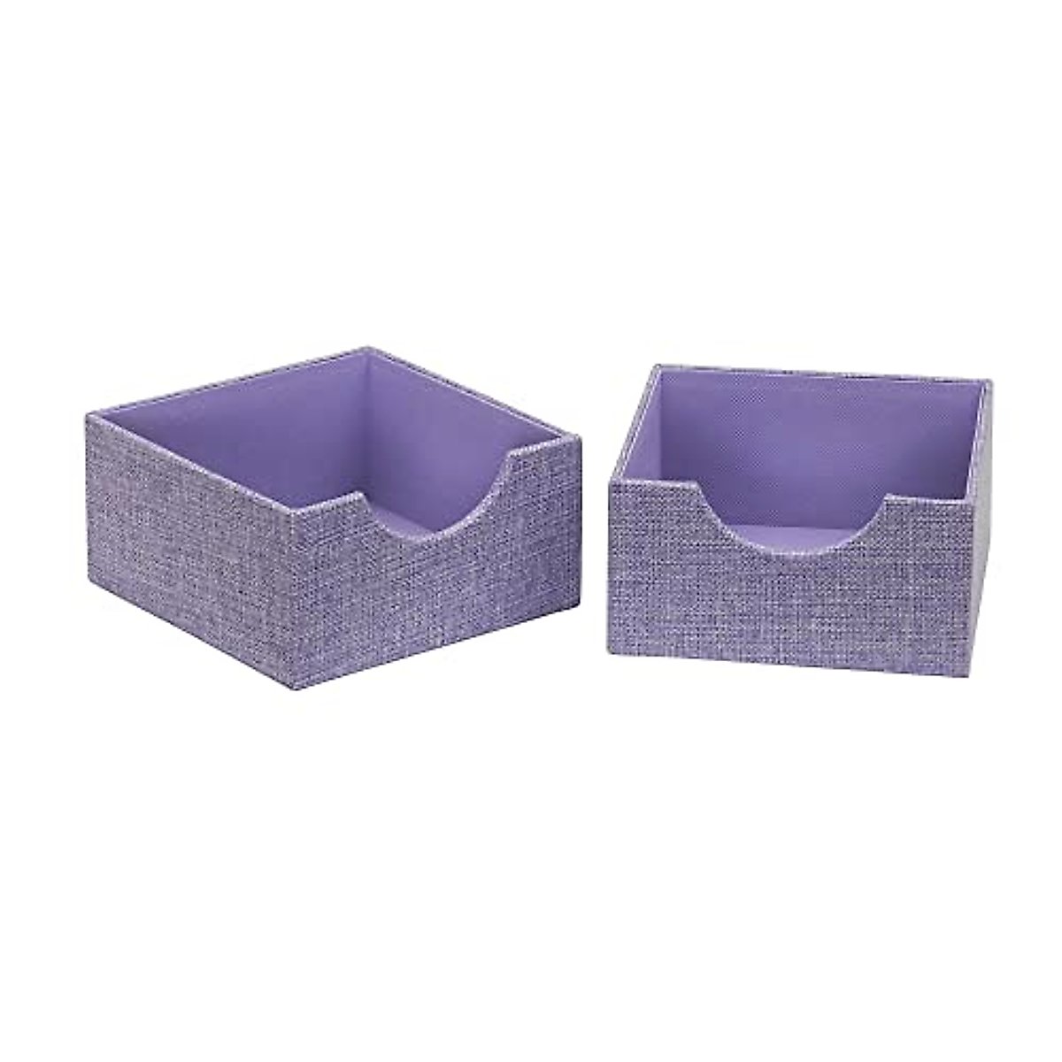 Household Essentials 2-Pack of Drawer Organizers, Sturdy Chipboard Wrapped In Soft Polyester Fabric, Stylish and Functional Storage Solution, 3” H x 6” W x 6” D, Iris