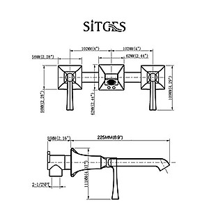 SITGES Bathroom Wall Faucet, Heavy Duty, Brass Constructed Wall Mount Faucet with Metal Lever Handles, Rough in Valve Included (Matte Black)