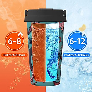 WANGXUEE Fish and Octopus Print 500ml Stainless Steel Travel Tumbler Double Wall Vacuum Insulated Coffee Mug