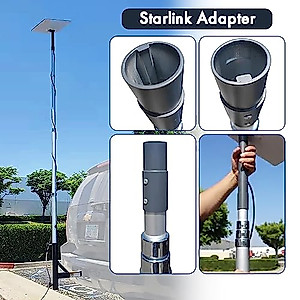 EEZ RV Products Telescopic Starlink RV Ladder Pole 10ft with RV Ladder Mounting Bracket Kit Adjustable Hold up to 2.5 inch Diameter Pole - Fits 1 inch Ladder Rails