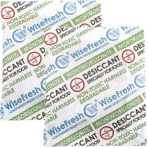 Wisesorb 100 Packs 3 Gram Food Grade Clay Packs, Environmental Protection Bentonite Clay Dessicant Packets, Montmorillonite Moisture Absorbers for Food Storage, Desiccant Dehumidifiers WiseFresh