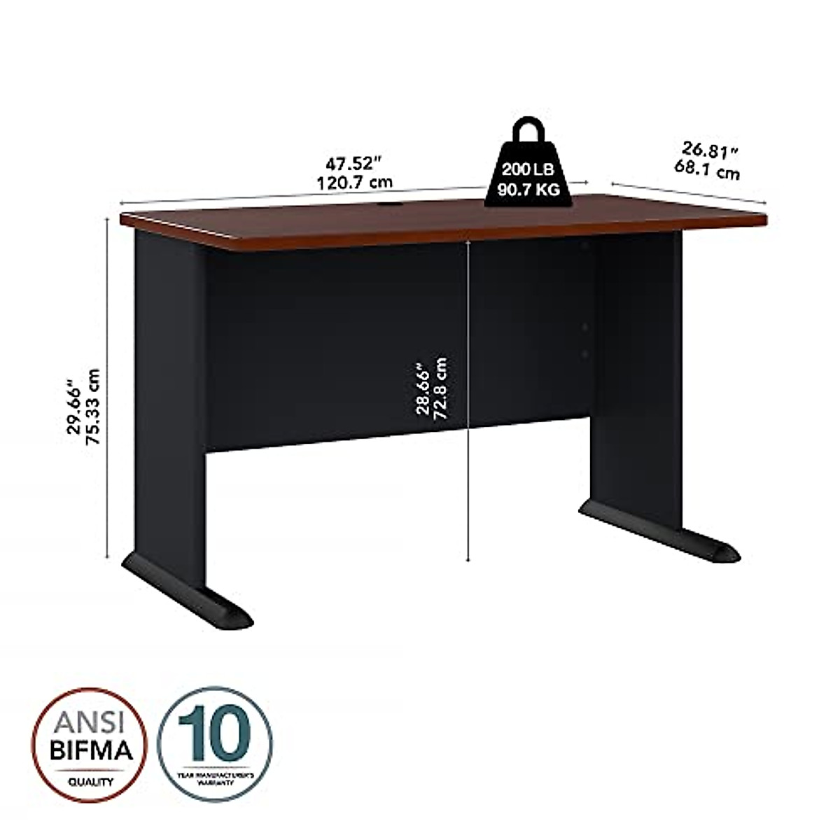 Bush Business Furniture Series A 48W Desk in Hansen Cherry and Galaxy