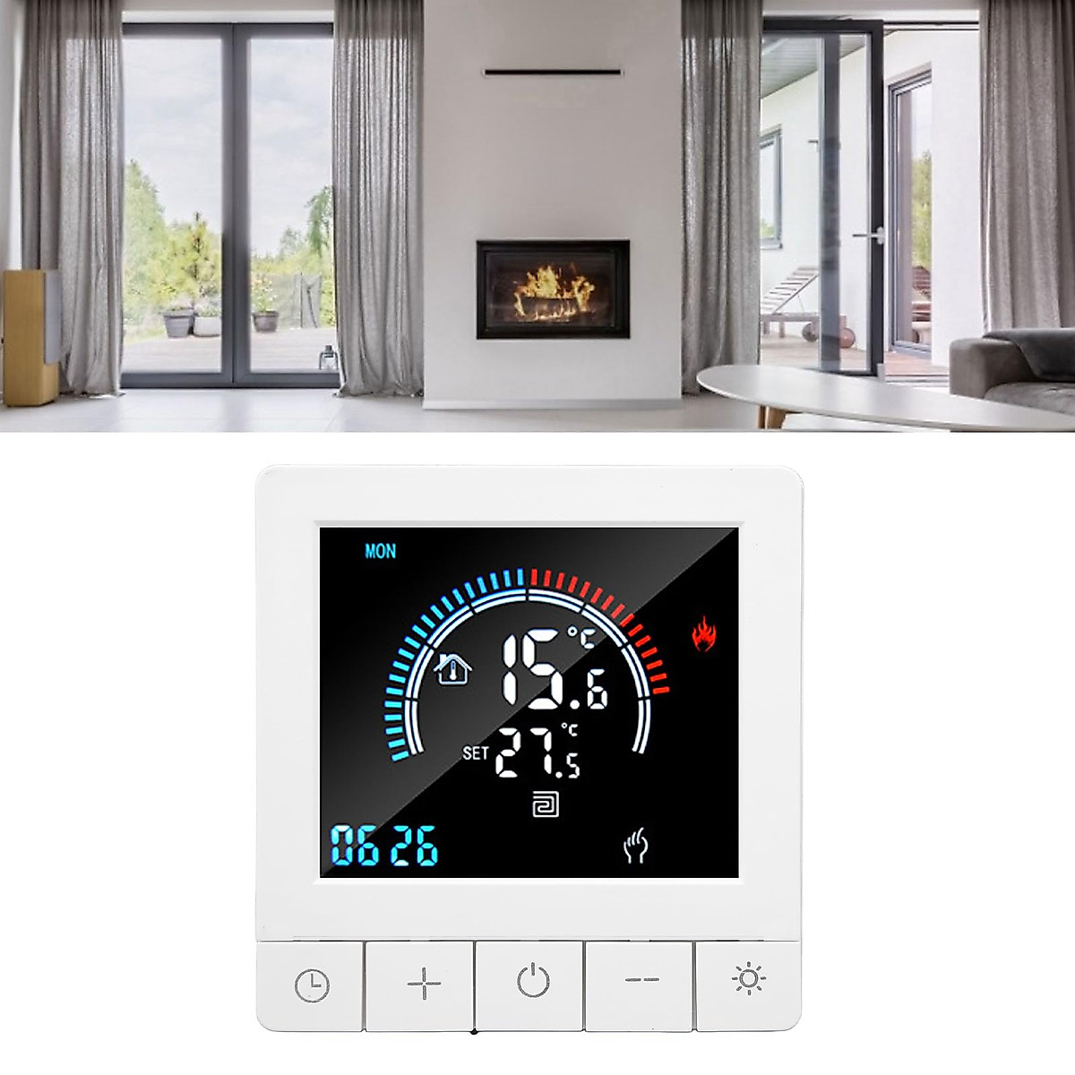 Floor Heating Thermostat, Programmable Home Heating Controller AC 90-240V High Accuracy Touch Control for Hotel (16A Electric Heating with WiFi (Included 3 Meter)