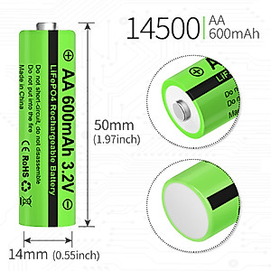 YXZHENG 3.2 Volt Rechargeable Solar Battery AA 4PCS Replacement for Solar Lawn Light (4pcs AA Batteries)