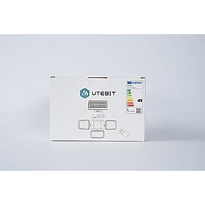 UTEBIT Solar Motion Sensor Flood Light, 4 Heads LED Security Lights, IP65 Waterproof Outdoor Wall Light, 3000LM Snowflake Lights, USB Chargeable 3 Modes Garden Yard Solar Lights for Outside