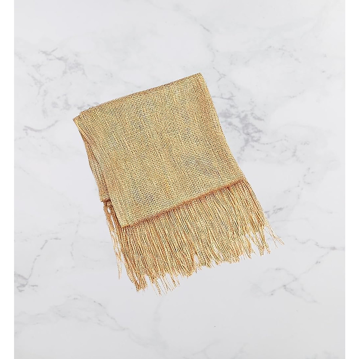 Fashion21 Women's Two Tone Modern Metallic Fishnet Acrylic Party Shawl Fringe Lurex Scarf (Gold/Gold)