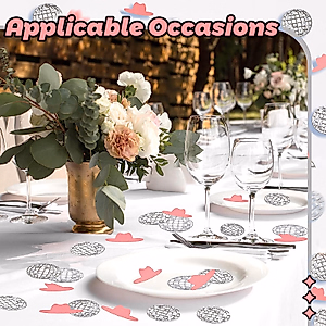 Sherr 400 Pcs Wedding Table Confetti Wedding Hat Confetti 70s 80s Disco Ball Cowgirl Party Decorations Engagement Party Supplies Girls Night Birthday Favors for Western Cowboy (Cool Style)