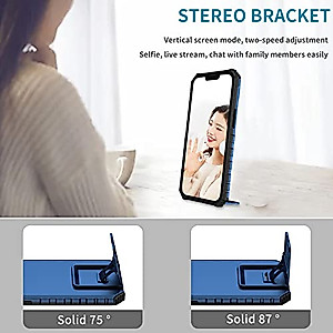 Back Cover Silicone Kickstand Case Compatible for infinix HOT Smart 4,[3 Stand Ways] Vertical and Horizontal Stand Case,Full Body Hard Slim Protective Phone Case Lanyard Case (Color : Blue)