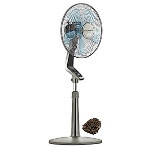 Rowenta VU5551 Fan, Pedestal Turbo Silence 4 Speed, Remote Control, Oscillating 16 Inch Stand (Complete Set), with Premium Microfiber Cleaner Bundle