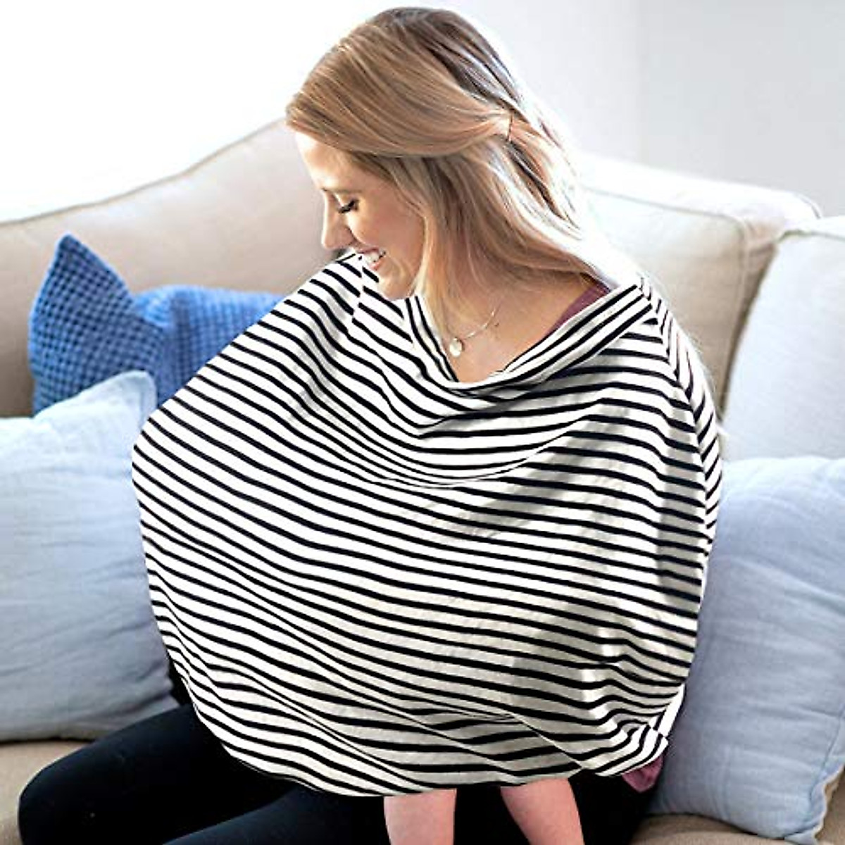 Owlowla Baby Car Seat Cover Canopy Stretchy Soft Nursing Breastfeeding Cover Multi-Use Breathable Stroller Cover for Baby Boy Girl(Pink Floral)