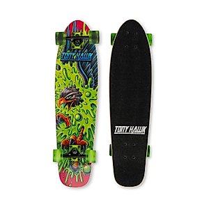 Tony Hawk 31" Complete Cruiser Skateboard, 9-ply Maple Deck Skateboard for Cruising, Carving, Tricks and Downhill, Slime Hawk