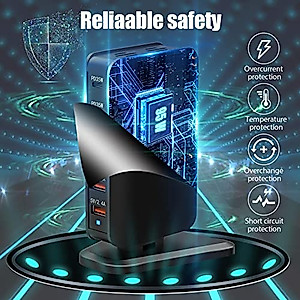 USB C Multiport Charger, RISWOJOR 95W 6 Port USB C Charging Station with Dual PD 35W (PPS 36W), Multiple USB Charging Station Fast Charger is Compatible with Smartphone, AirPods, iPad Tablets and More