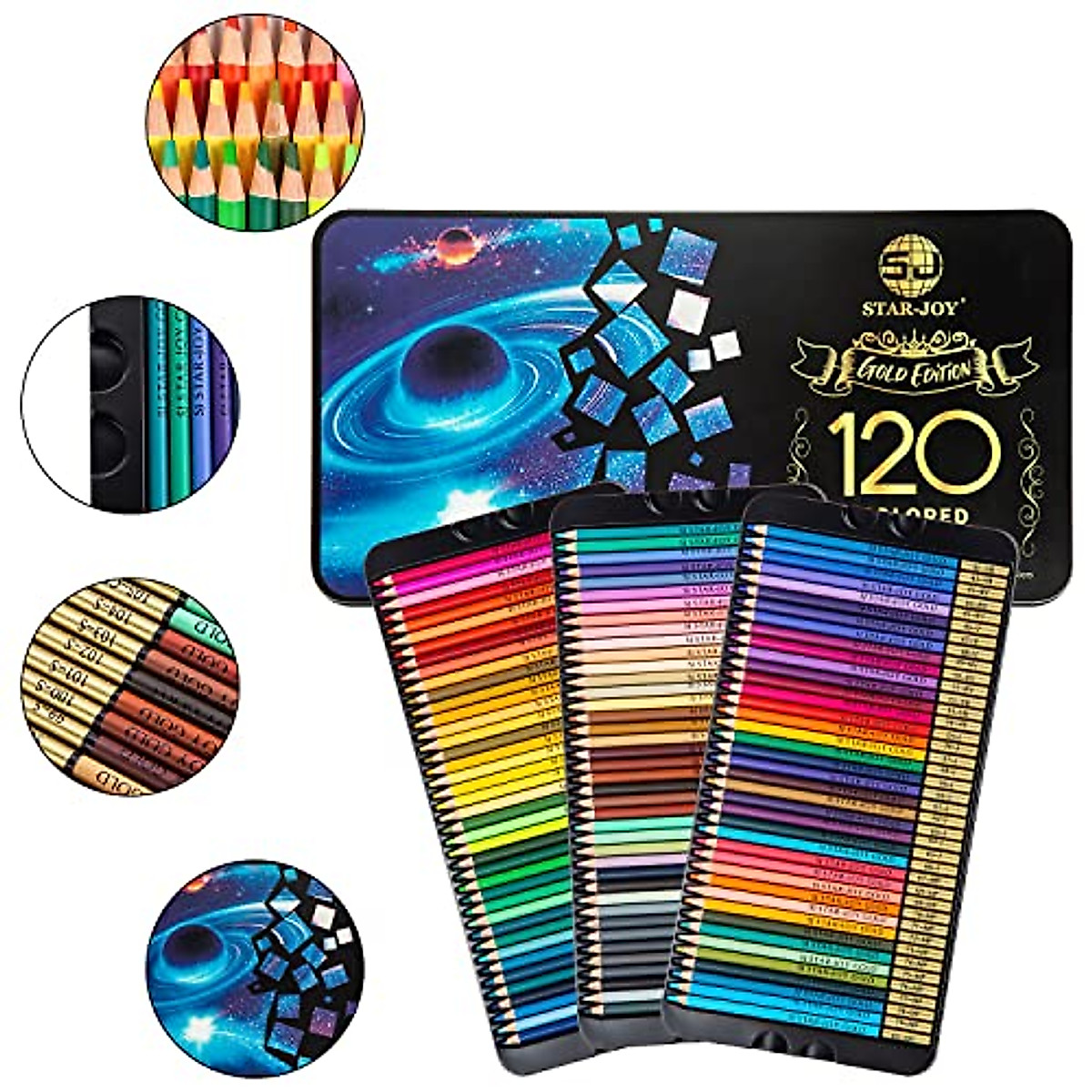 SJ STAR-JOY Gold Edition 120 Colored Pencils for Artists