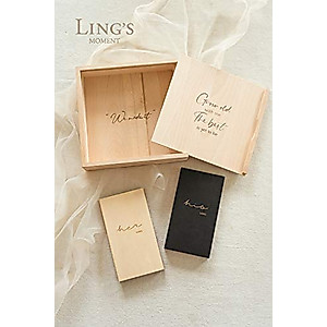 Ling's Moment Handcrafted Vow Books, Wedding Vows Book His and Her Rustic Wood Vow Book Set of 2,Vow Renewal Notebook Booklet Journal Keepsake with Wooden Box