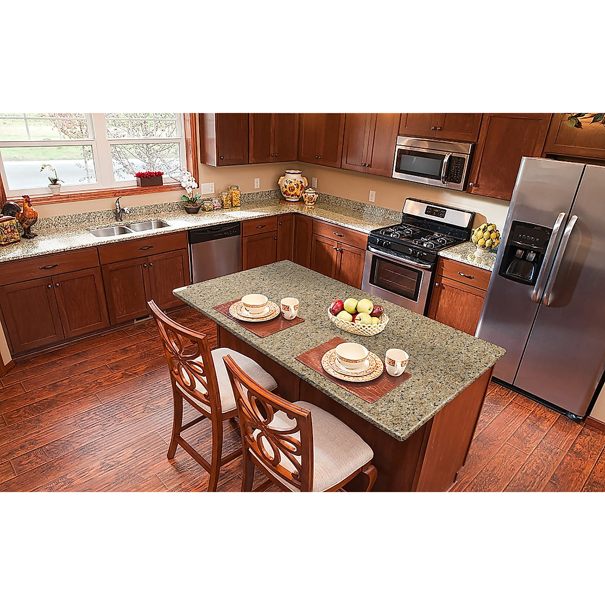 GloryTik Brown Marble Contact Paper Self Adhesive Film Peel and Stick Wallpaper 17.7''X118'' Granite Look Glossy Surface Paper Thicken Waterproof for Kitchen Countertop Bathroom Counter Decor Vinyl