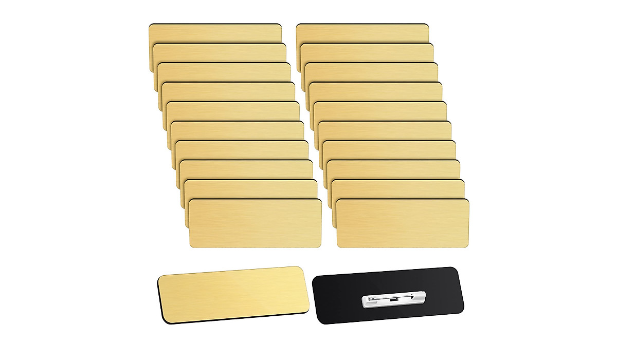 100 Elegant Gold Name Tags with Pins for Any Event
