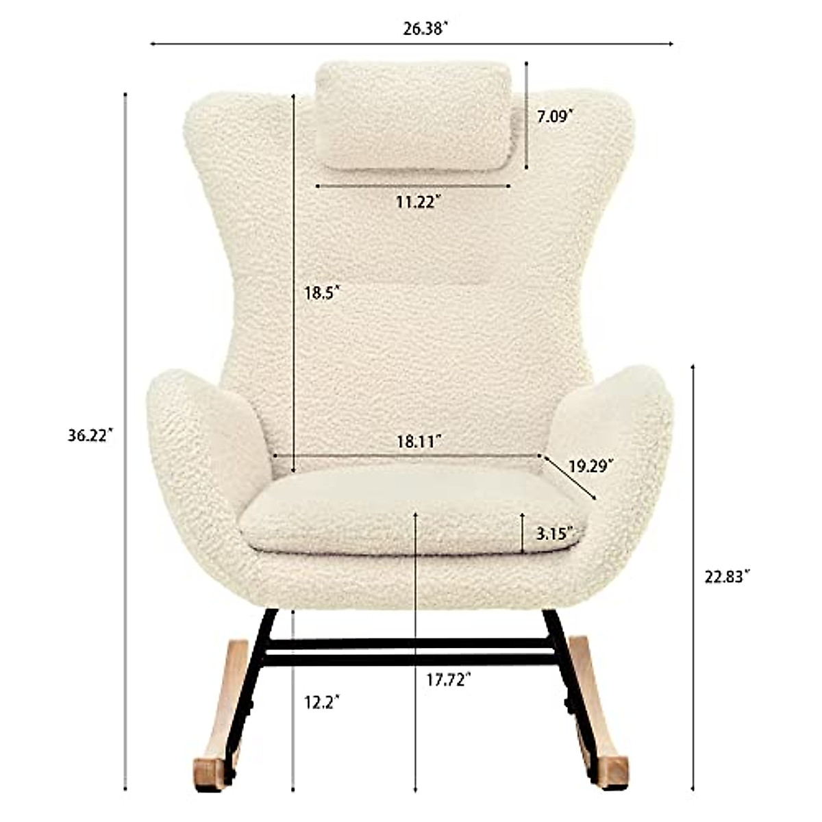Morhome Upholstered Nursery Rocking Chair-Comfy Glider Rocker with Padded Seat, High Backrest, and Armrests for Living Room Bedroom Offices, Beige