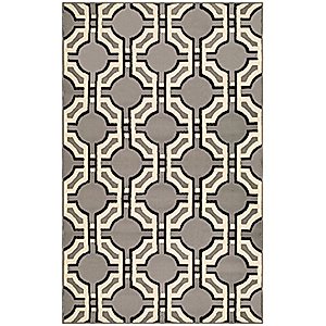 Modern Geometric Ultra-Soft Indoor Area Rug or Runner, with Jute Backing, Anti-Static, for Entryway, Living Room, Kitchen, Bedroom, 8' x 10', Gray