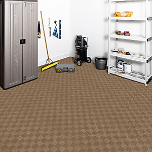 Mohawk Home 24" x 24" Indoor/Outdoor 0.25" Pile Height, Peel and Stick Carpet Tile, Brown Polyester, (15 Tiles) (60 sqft/Box)