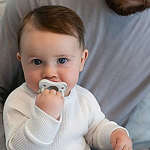 Dr. Brown's HappyPaci 100% Silicone Pacifier, Flexees Beaded Teether Rings, and Lovey Pacifier Holder & Teether Clip, Grey Sloth