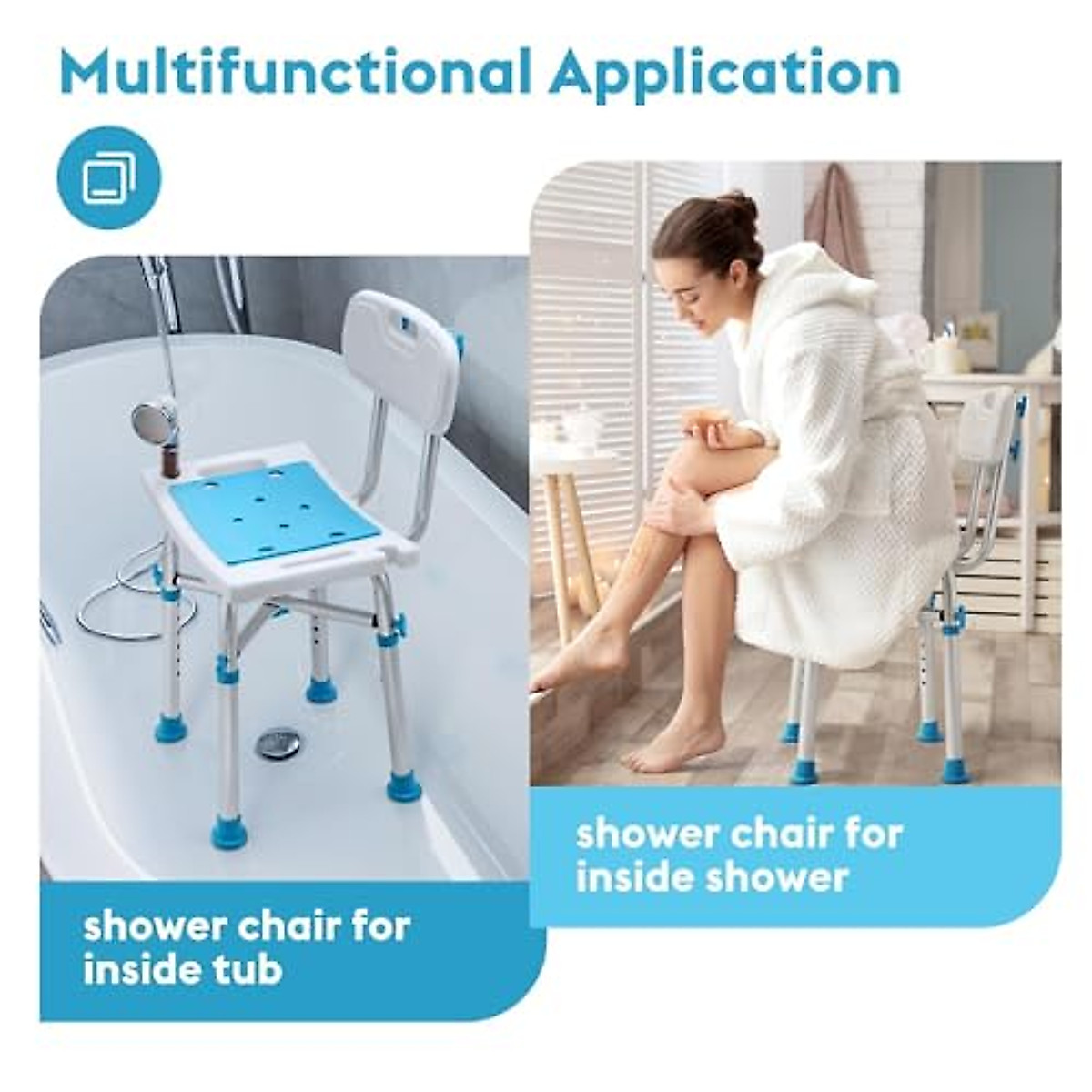 Health Line Massage Products Shower Stool for Narrow Bathtub, Small Bath Chair for Inside Shower, Heavy Duty Padded Shower Tub Seat for Bariatric, Seniors, Disabled, Handicap (Reinforced 500LB)