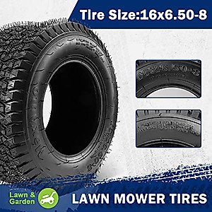 MaxAuto 16x6.50x8 Lawn Tractor Tires 16x6.50-8 Lawn Mower Tire 16x6.50 8 Garden Tractor Tire, 4Ply Tubeless, Set of 2