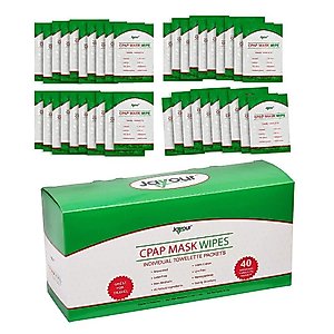 40 Pack - Travel CPAP Mask Wipe Towelettes - 40 Wipes Total {1 Wipe Per Packet} Unscented, 100% Cotton, Lint Free | For Cleaning CPAP Mask | Perfect For Travel