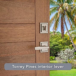 Baldwin Torrey Pines, Front Entry Handleset with Interior Lever, Featuring SmartKey Deadbolt Re-Key Technology and Microban Protection, in Satin Nickel