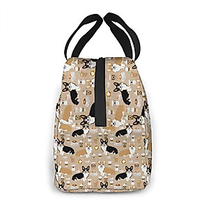 tianls Corgis Coffees Best Tri Colored Coffee Design Cute Coffees Dogs Print Lunch Bag Tote Bag Lunch Bag for Women/Men Lunch Box Insulated Lunch Container