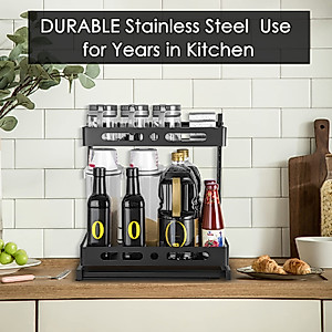 Under Sink Organizer, Height Adjustable Pull-out Cabinet Organizer, 2-Tier Slide Out Sliding Shelf Under Cabinet Storage for Kitchen and Bathroom