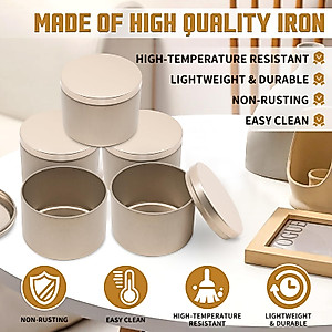 YJHSS Candle Tins 8 OZ, Set of 24 Premium Matte Full Rose Gold Candle Jars for Candle Making, 8oz Candle Tin with Lids for Candle Making, Bulk Empty Candle Containers for Small Business - Gold