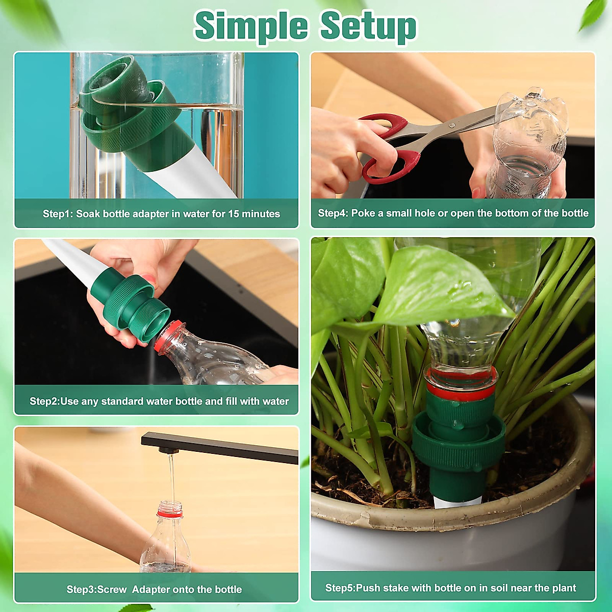 Bottle Adapter Self Watering Spikes, Terracotta Plant Watering Spikes Self Watering Spikes to Use with Cola Bottles Houseplant Watering Stakes Automatic Irrigation System(White,15 Pack)