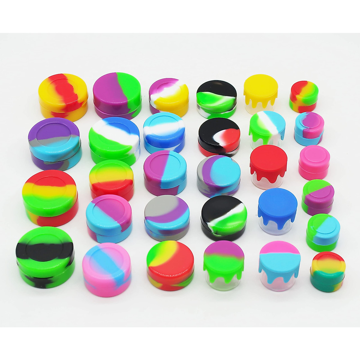 KUVIS 2ml 4ml 5ml 6ml 7ml Silicone Containers Concentrate Sealed Non-stick Jars For Sauces, Dressing, Creams, Cosmetics and Kitchen Multi-use (30PCS)