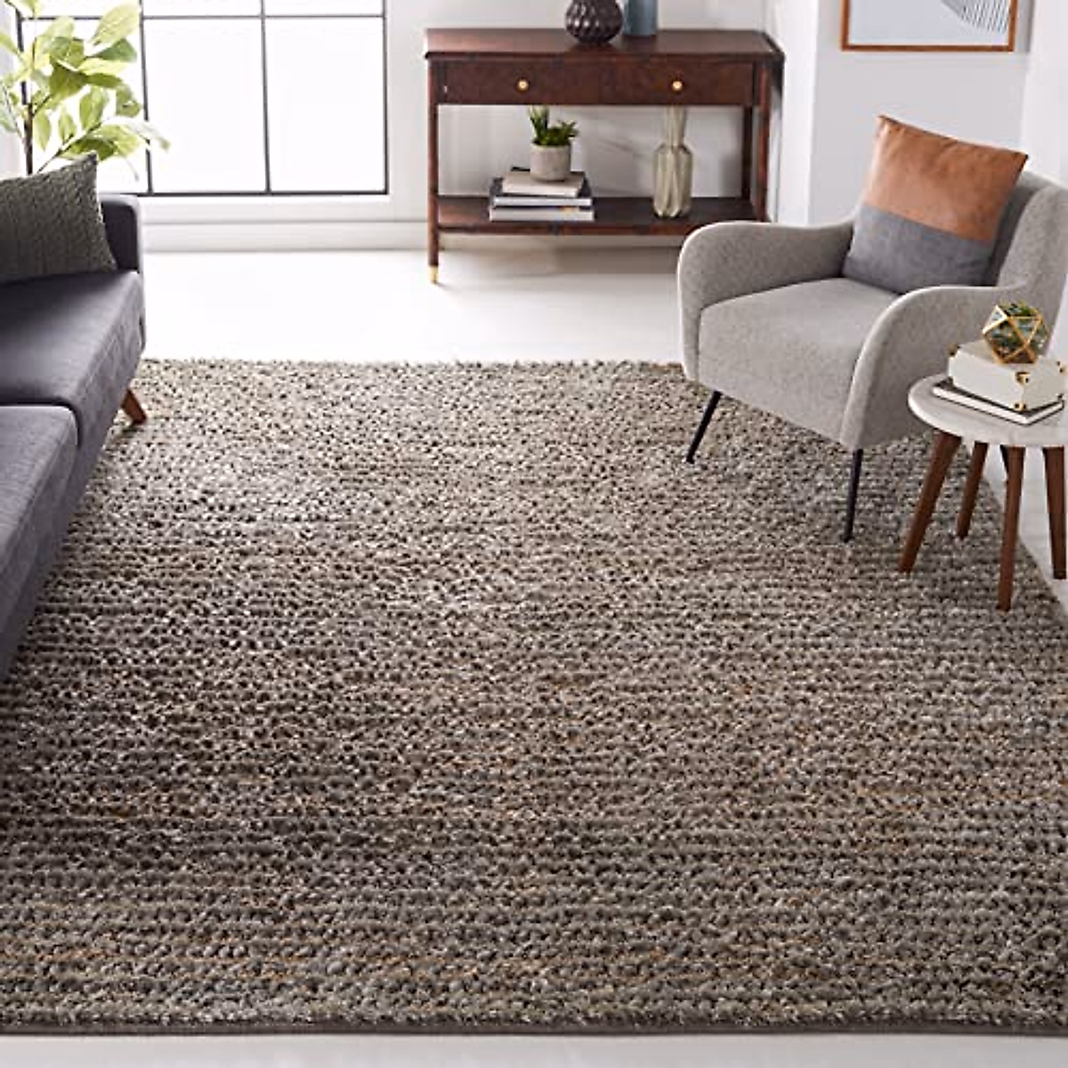 SAFAVIEH Aspen Shag Collection Area Rug - 8' x 10', Grey, Handmade Wool, 1-inch Thick Ideal for High Traffic Areas in Living Room, Bedroom (SG640G)