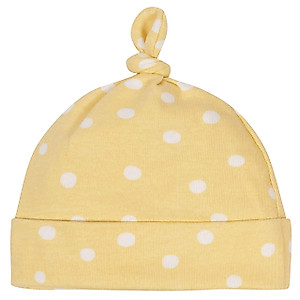 Grow by Gerber Baby Girls 4-Pack Caps, Orange/Yellow/Green/Ivory, Newborn