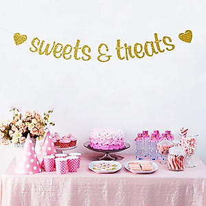 Sweets & Treats Banner Birthdy Wedding Baby Shower Bridal Shower Party Decorations Glittery Bar Party Photo Booth Props
